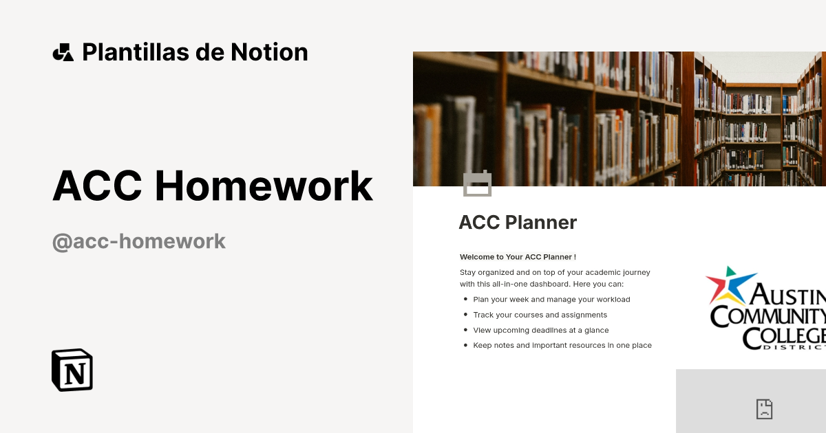 Plantilla ACC Homework | Notion Marketplace