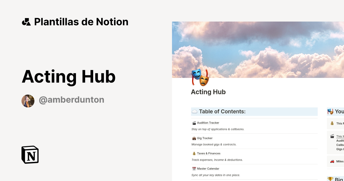 Plantilla Acting Hub | Notion Marketplace