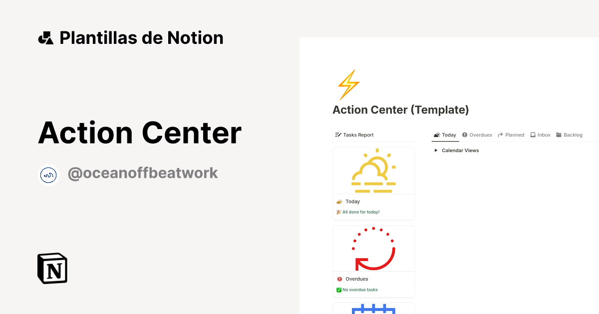 Plantilla Action Center | Notion Marketplace