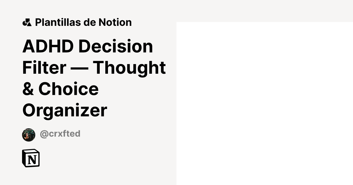 Plantilla ADHD Decision Filter — Thought & Choice Organizer | Notion ...