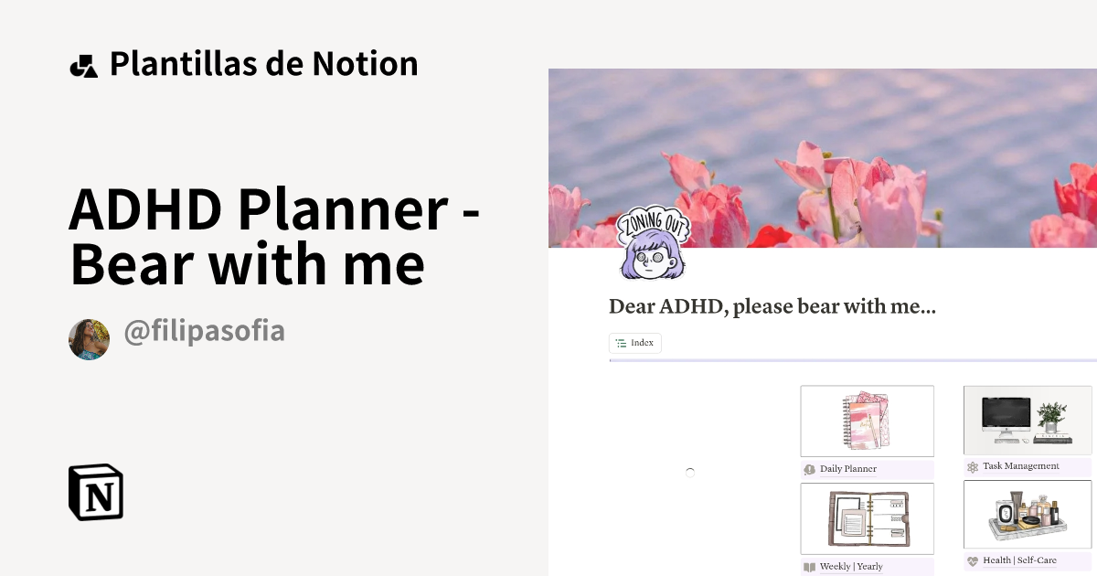 Plantilla ADHD Planner - Bear with me | Notion Marketplace