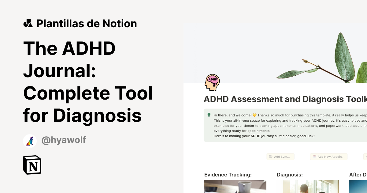 Plantilla The ADHD Journal: Complete Tool for Diagnosis | Notion ...