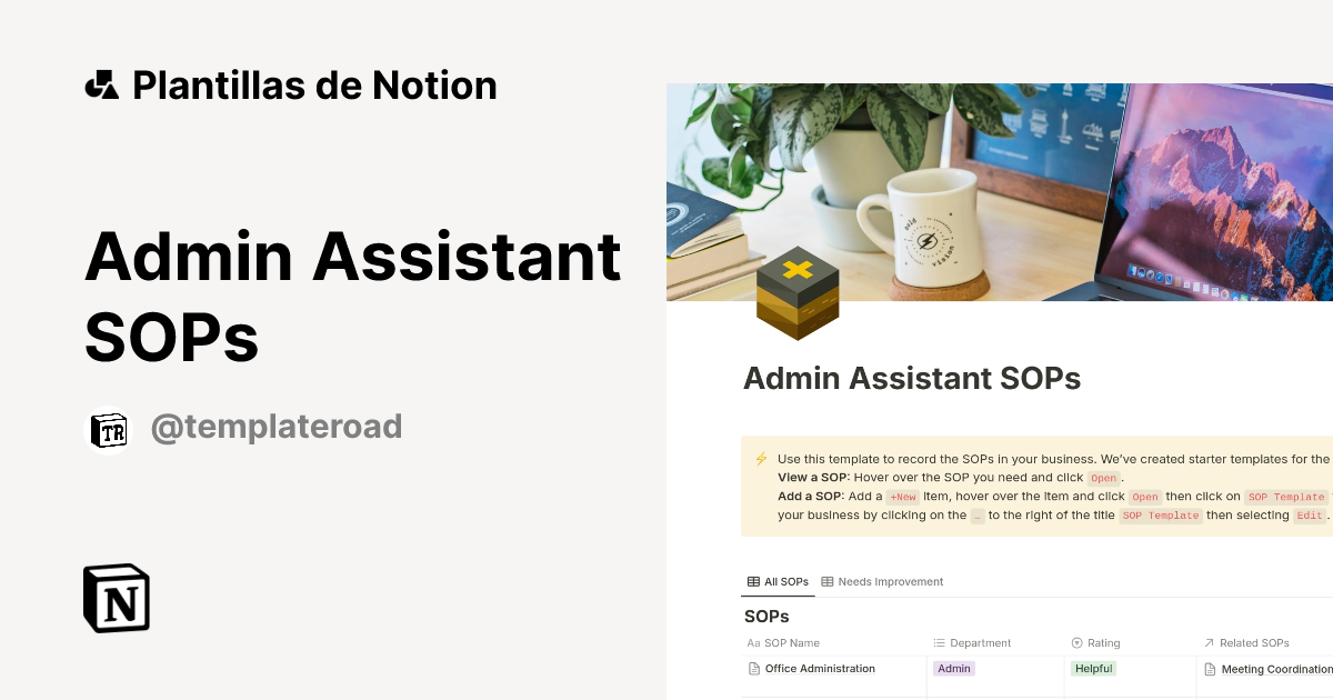 Plantilla Admin Assistant SOPs | Notion Marketplace