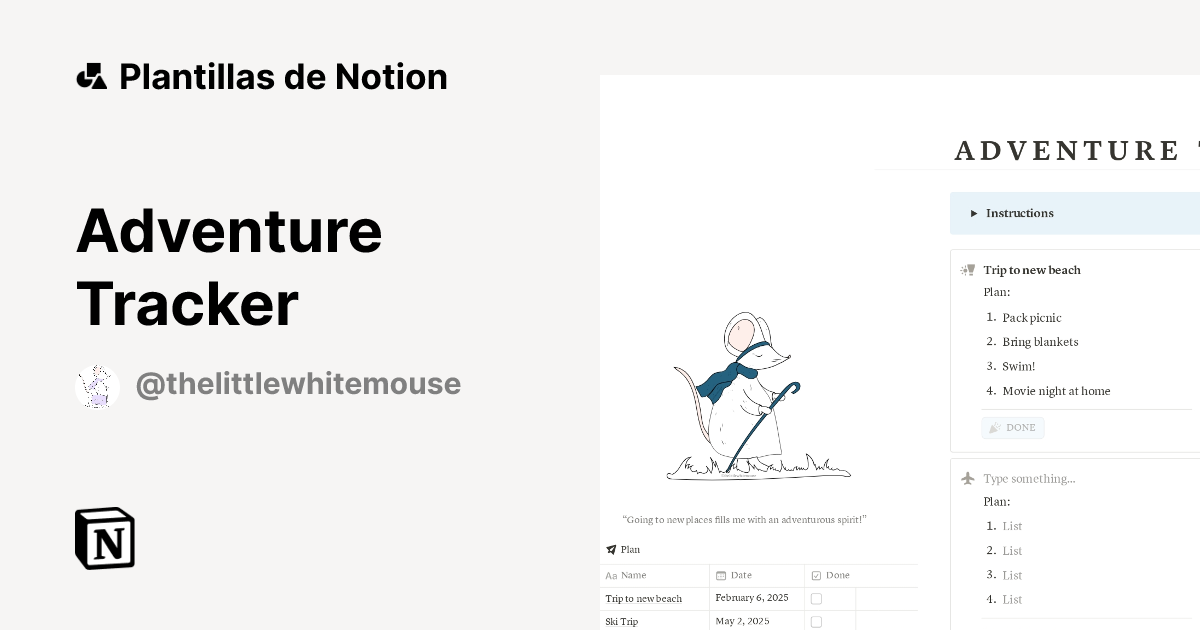 Plantilla Adventure Tracker | Notion Marketplace