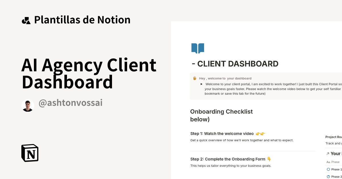 Plantilla AI Agency Client Dashboard | Notion Marketplace