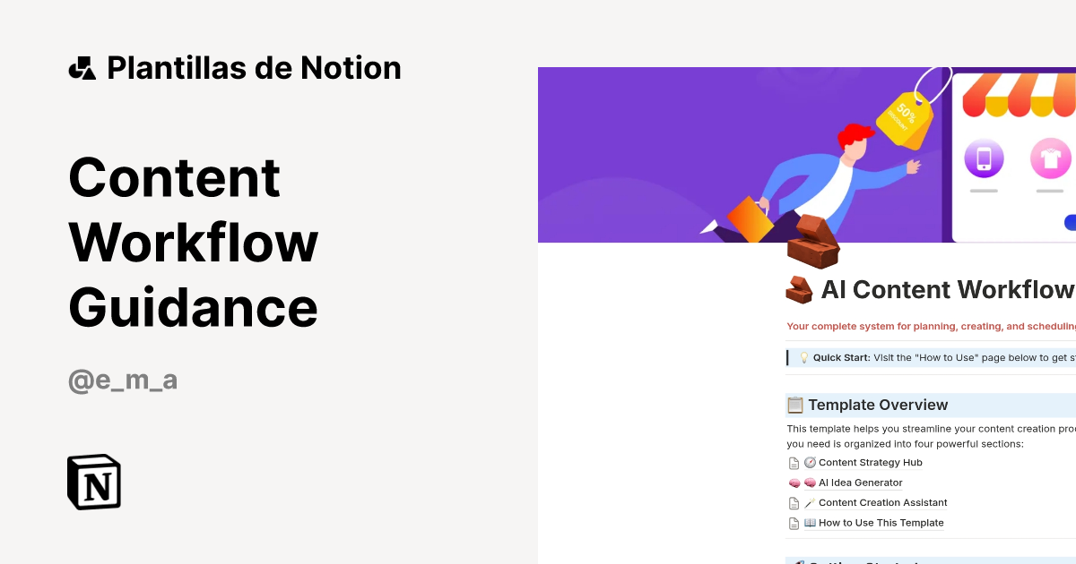 Plantilla Content Workflow Guidance de Elena | Notion Marketplace