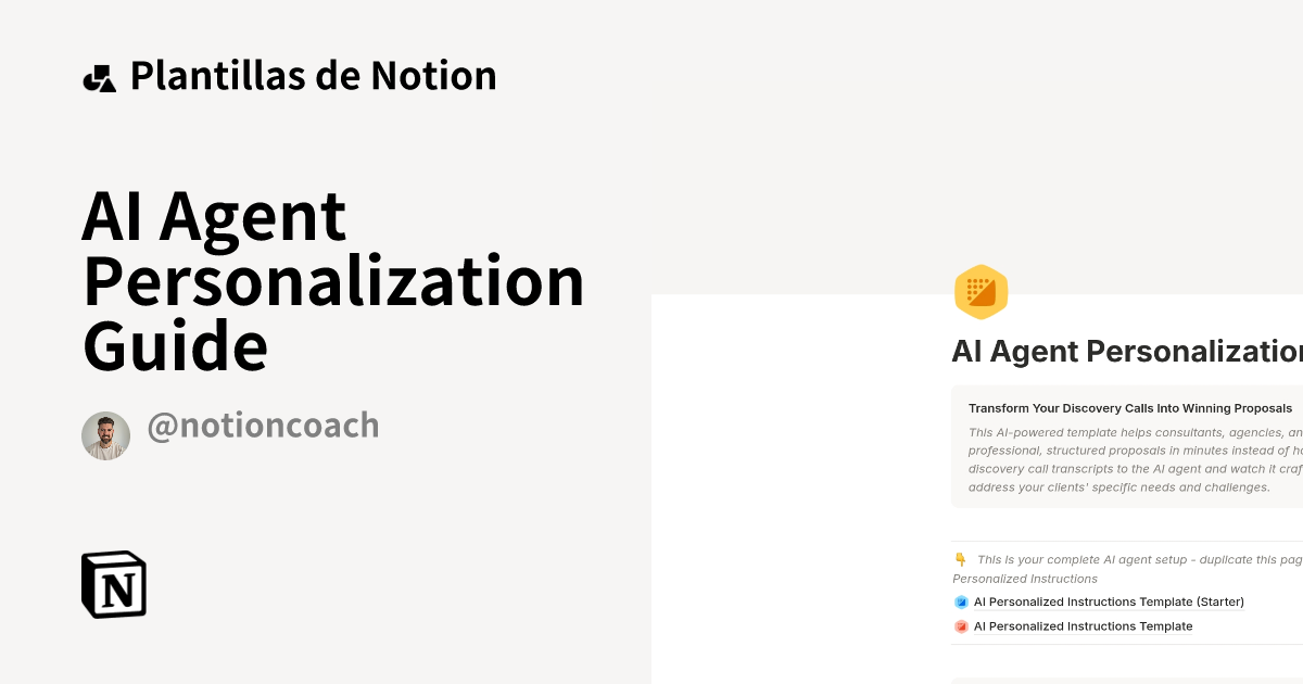 Plantilla AI Agent Personalization Guide de Workcraft | Workspaces ...