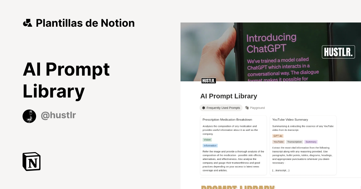 Plantilla AI Prompt Library | Notion Marketplace