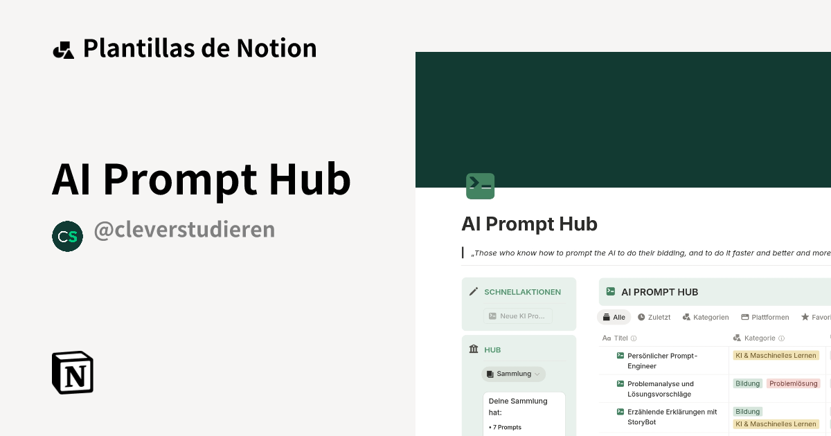 Plantilla AI Prompt Hub | Notion Marketplace