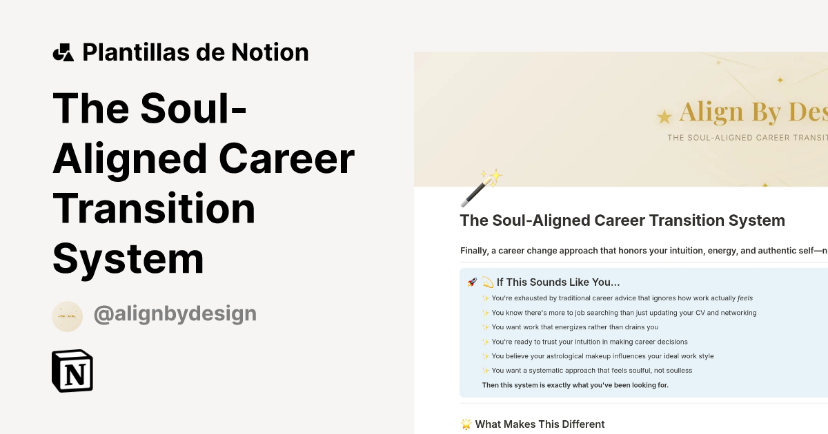 Plantilla The Soul-Aligned Career Transition System de Align By Design ...