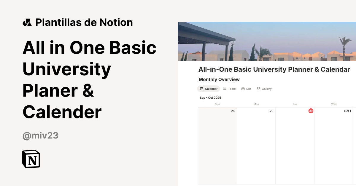 Plantilla All in One Basic University Planer & Calender de Mia-Valerie ...