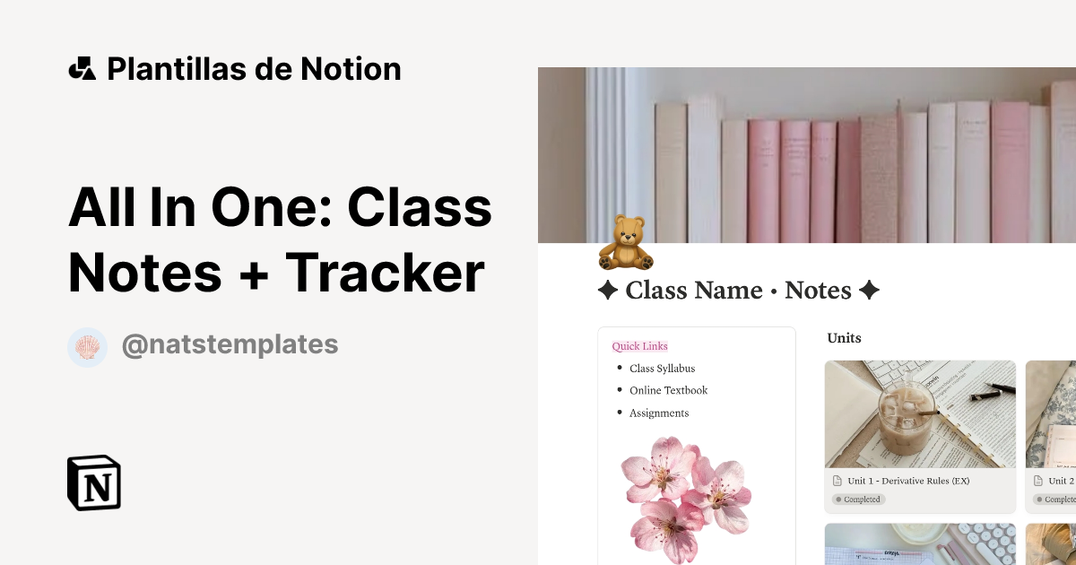 Plantilla All In One: Class Notes + Tracker | Notion Marketplace
