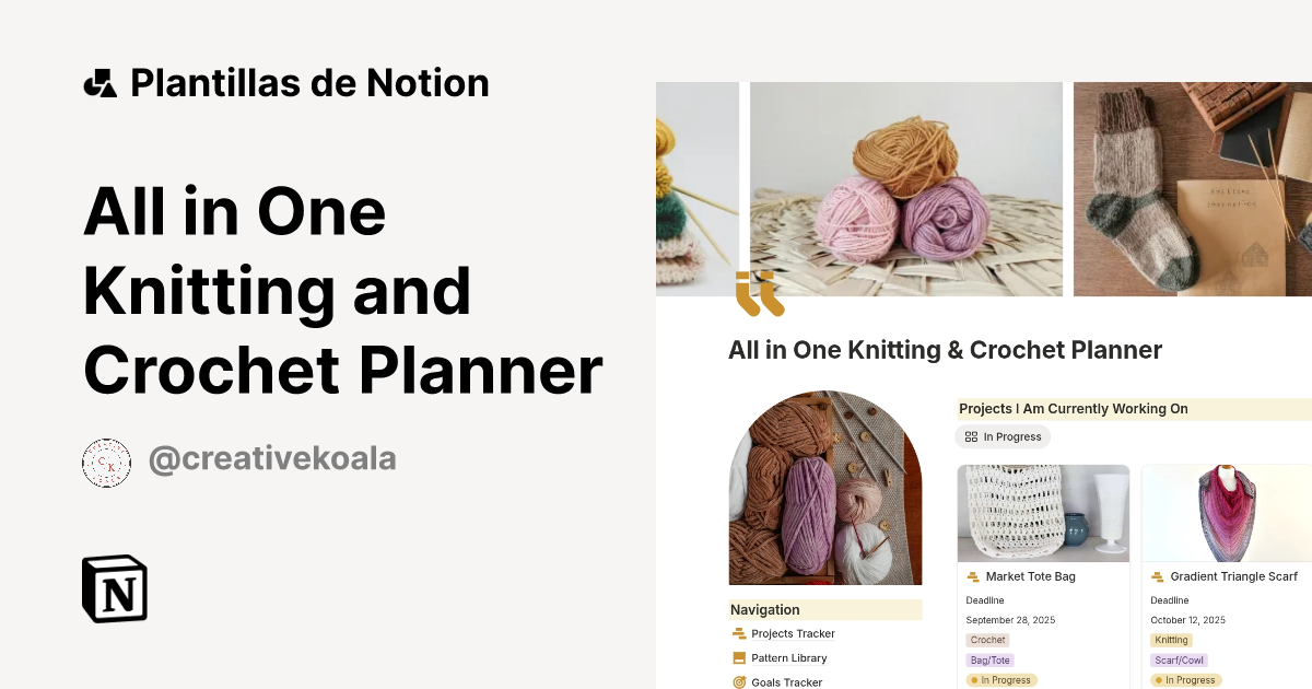 Plantilla All in One Knitting and Crochet Planner | Notion Marketplace