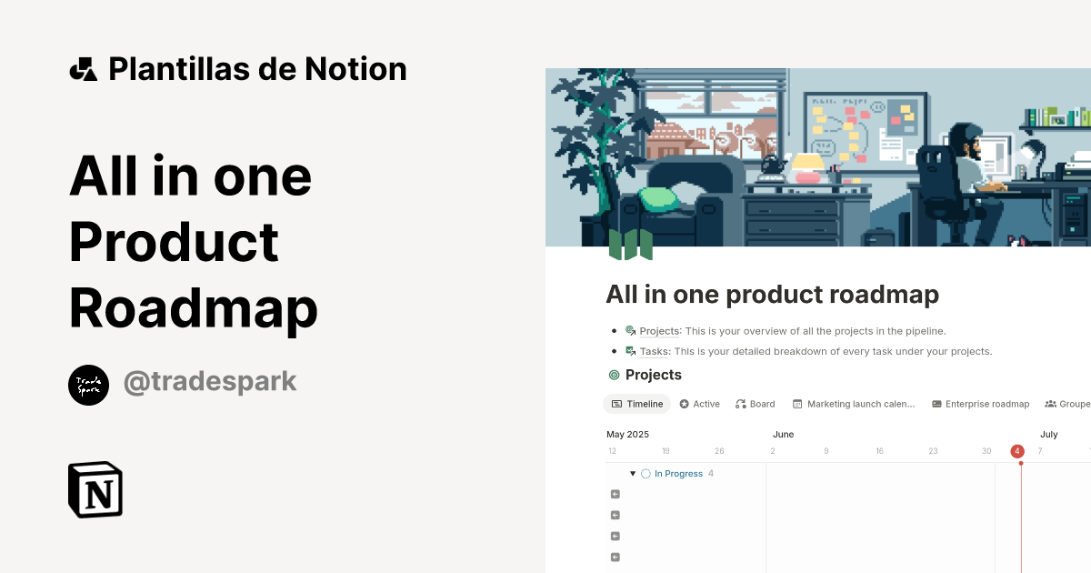 Plantilla All in one Product Roadmap de Trade Spark | Notion Marketplace