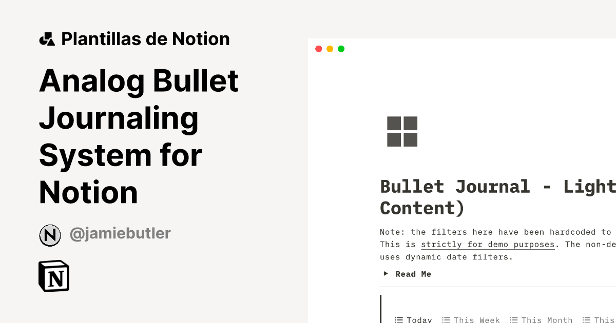Plantilla Analog Bullet Journaling System for Notion | Notion Marketplace
