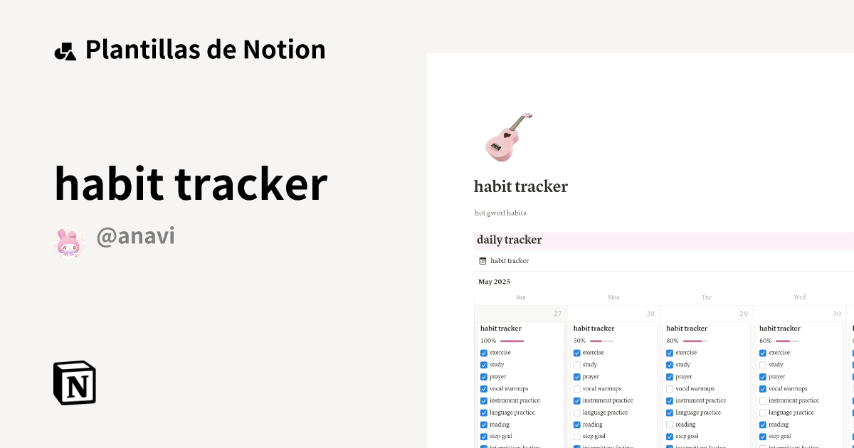 Plantilla habit tracker | Notion Marketplace