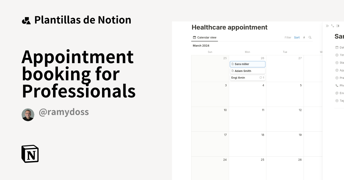 Plantilla Appointment booking for Professionals | Notion Marketplace