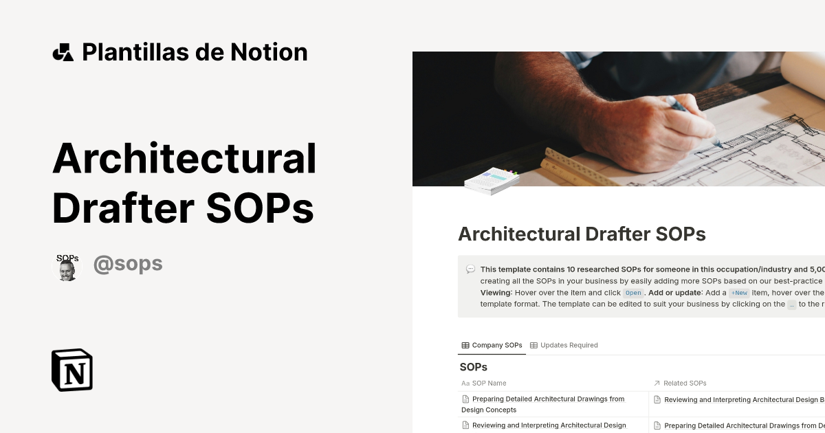 Plantilla Architectural Drafter SOPs | Notion Marketplace