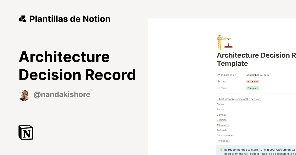Plantilla Architecture Decision Record | Notion Marketplace