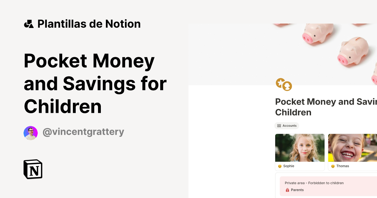 Plantilla Pocket Money and Savings for Children | Notion Marketplace