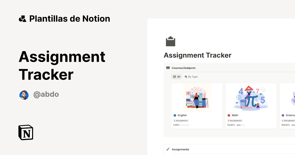Plantilla Assignment Tracker | Notion Marketplace
