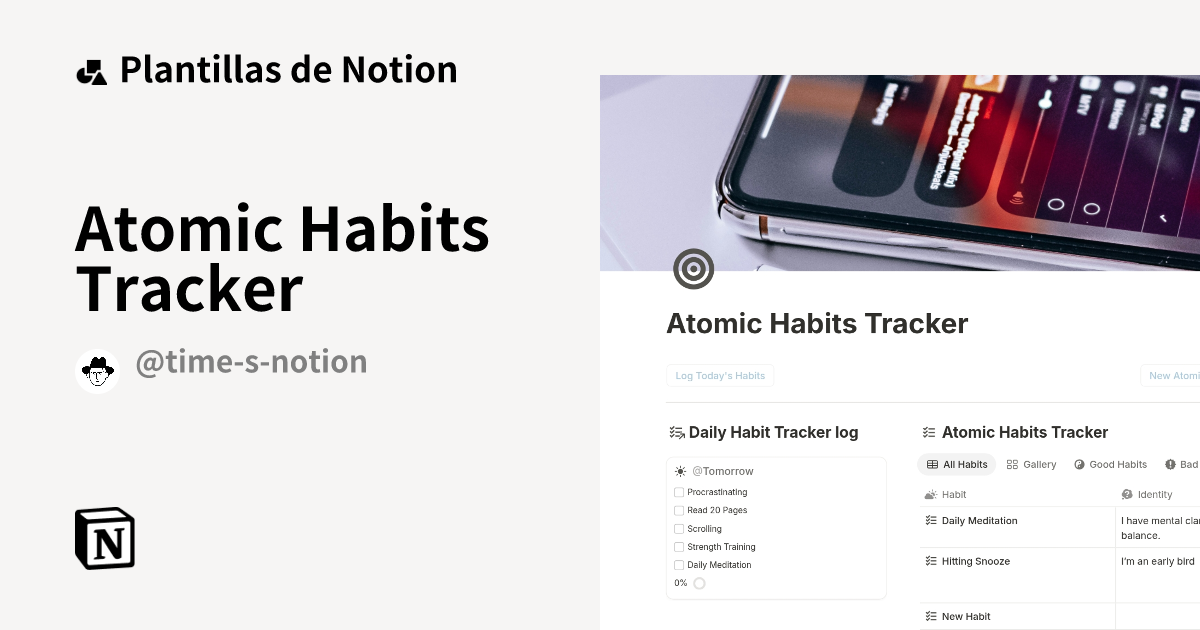 Plantilla Atomic Habits Tracker de Time's Notion | Notion Marketplace