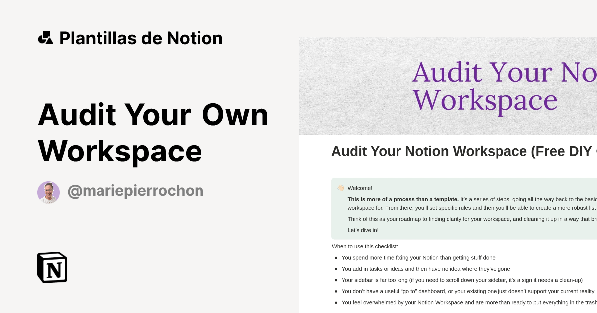 Plantilla Audit Your Own Workspace | Notion Marketplace