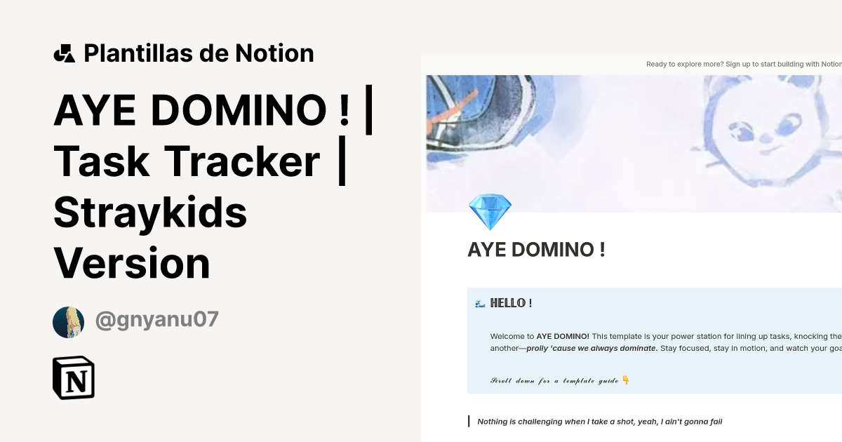 Plantilla AYE DOMINO ! | Task Tracker | Straykids Version | Notion ...