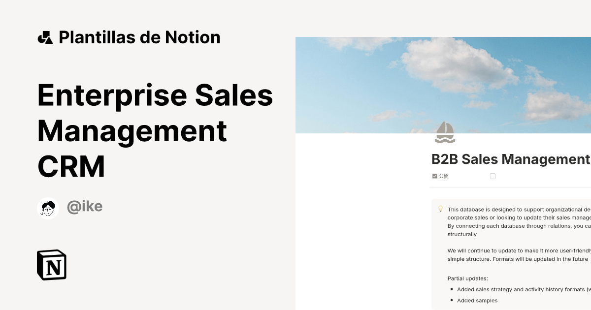 Plantilla Enterprise Sales Management CRM de ike | Notion Marketplace