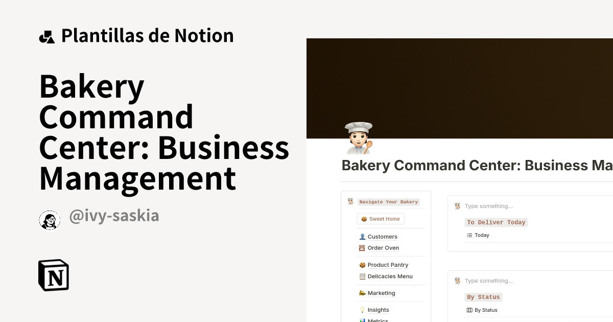Plantilla Bakery Command Center: Business Management de Ivy Saskia | Notion Marketplace