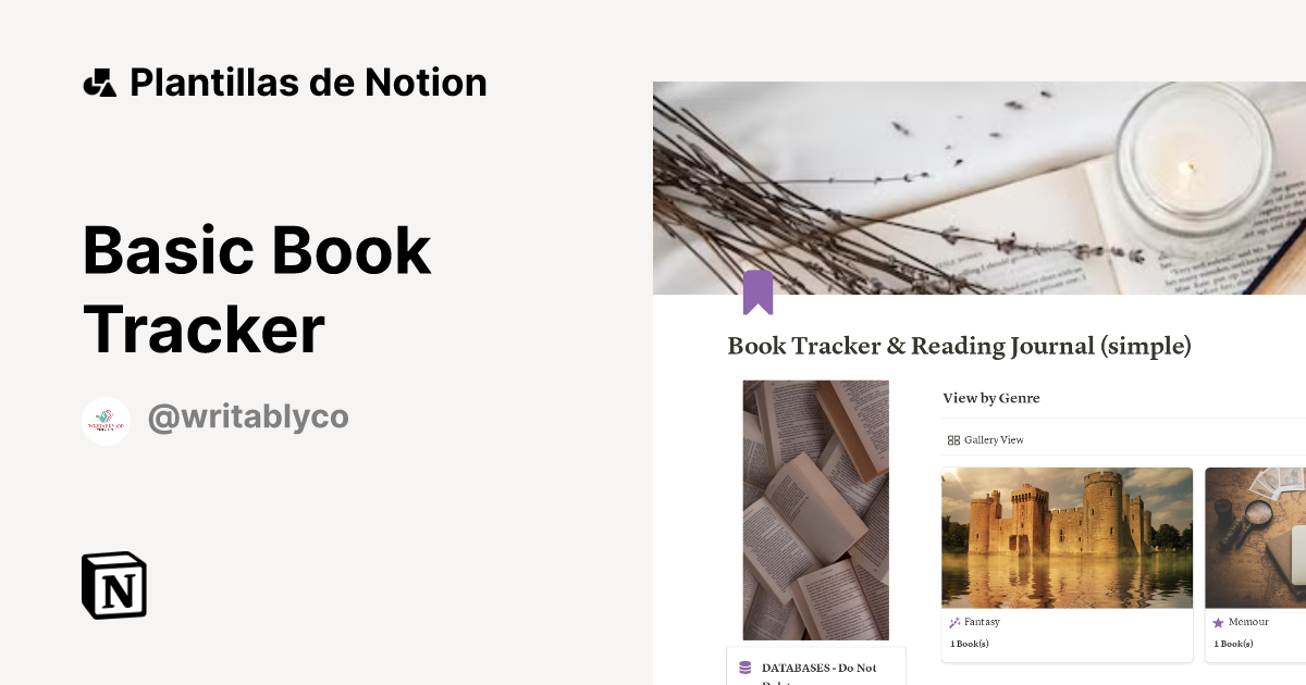 Plantilla Basic Book Tracker de writably | Notion Marketplace