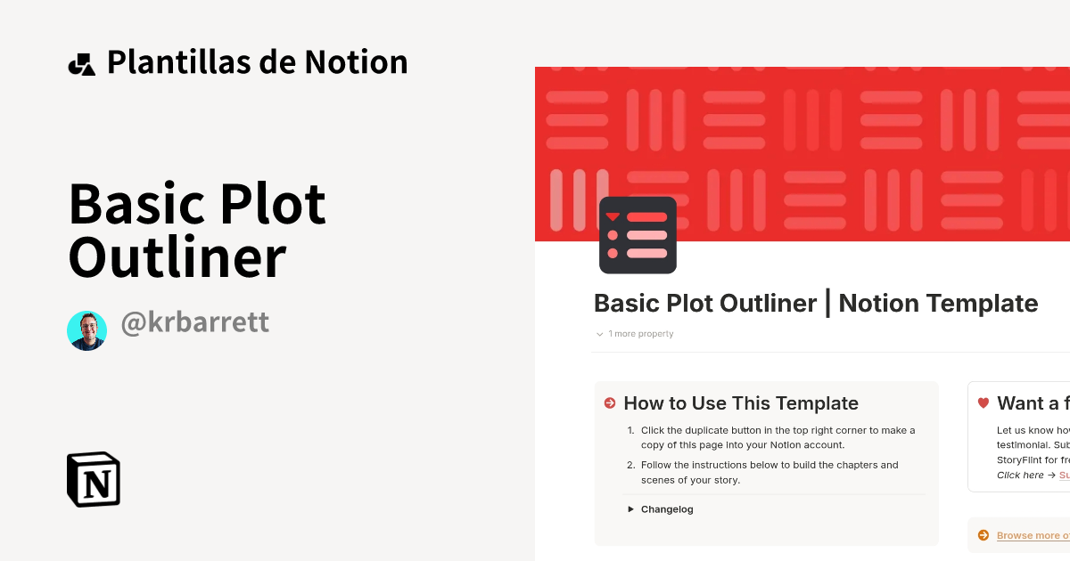Plantilla Basic Plot Outliner de Kevin Barrett | Notion Marketplace