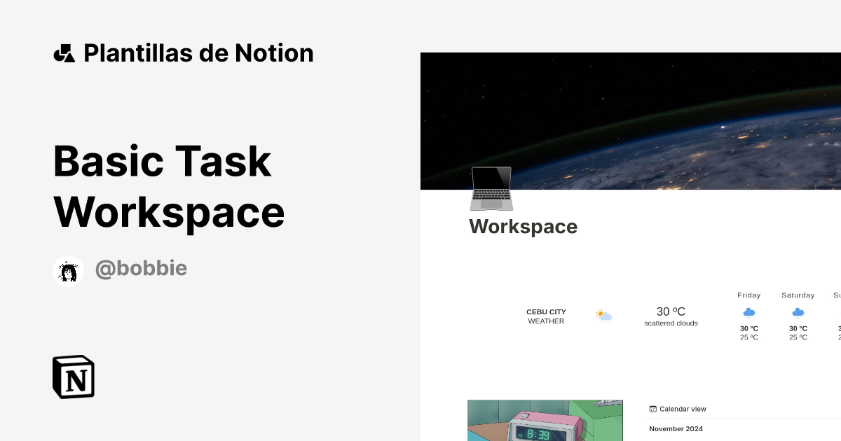 Plantilla Basic Task Workspace | Notion Marketplace