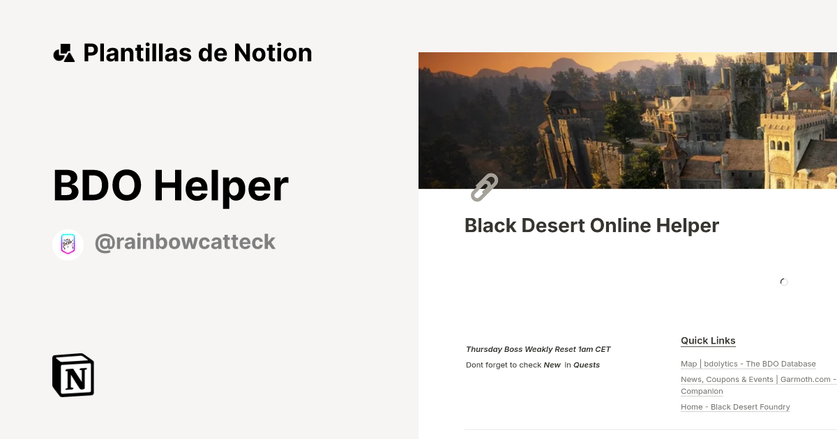 Plantilla BDO Helper de RainbowCatTeck | Notion Marketplace
