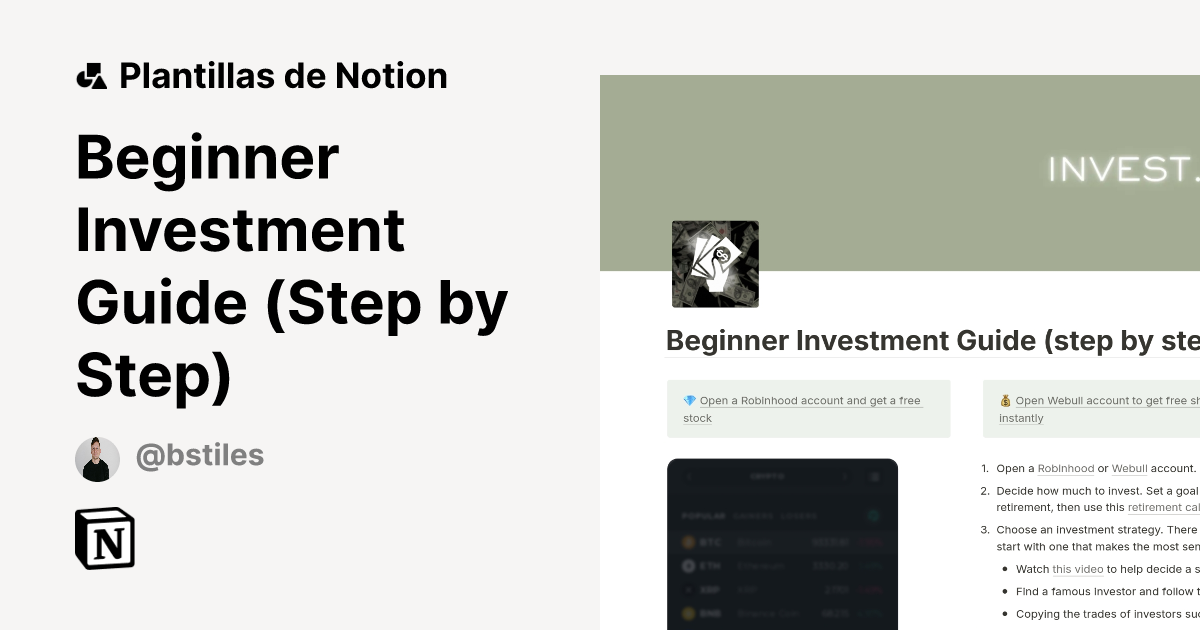Plantilla Beginner Investment Guide (Step by Step) | Notion Marketplace