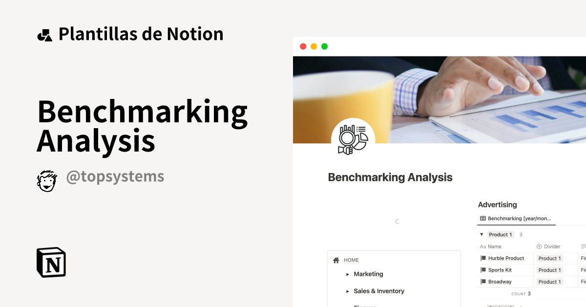 Plantilla Benchmarking Analysis de TopSystems.io | Notion Marketplace