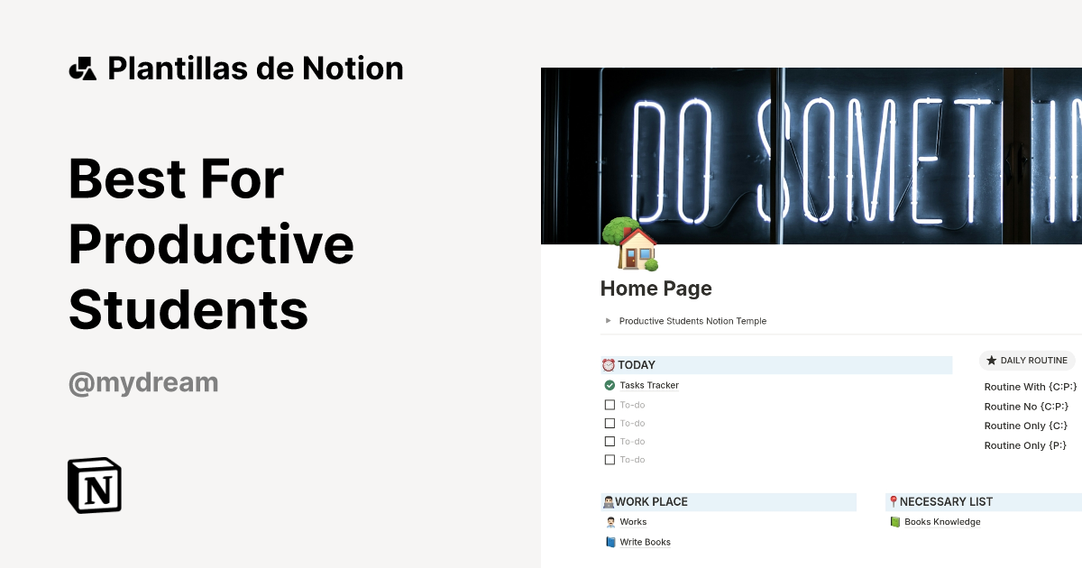 Plantilla Best For Productive Students de MY DREAM | Notion Marketplace
