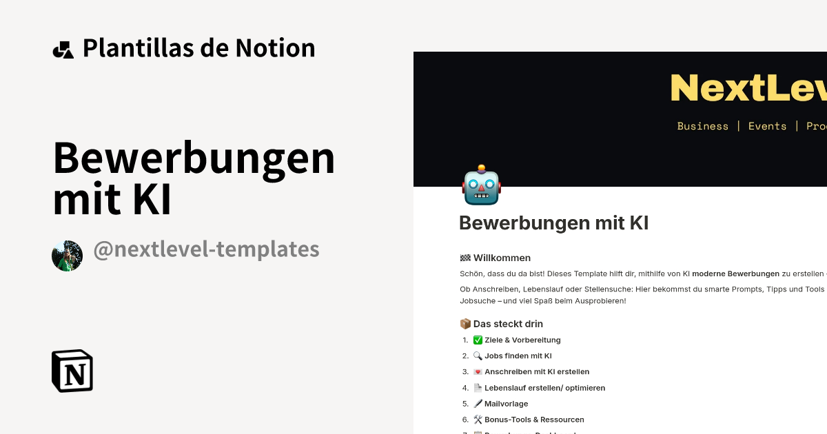 Plantilla Bewerbungen mit KI | Notion Marketplace