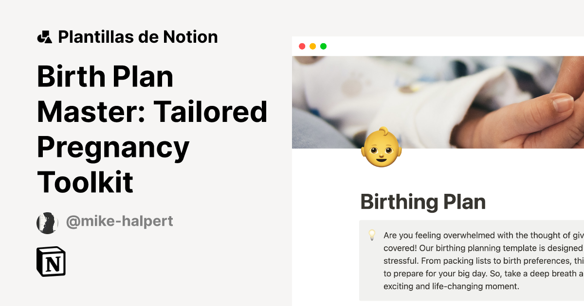 Plantilla Birth Plan Master: Tailored Pregnancy Toolkit de Mike Halpert ...