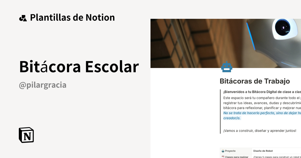 Plantilla Bitácora Escolar de Bitácora escolar | Notion Marketplace