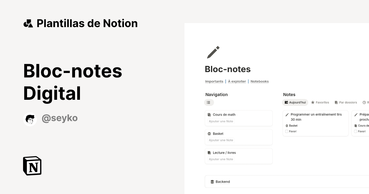 Plantilla Bloc-notes Digital de Seyko | Notion Marketplace