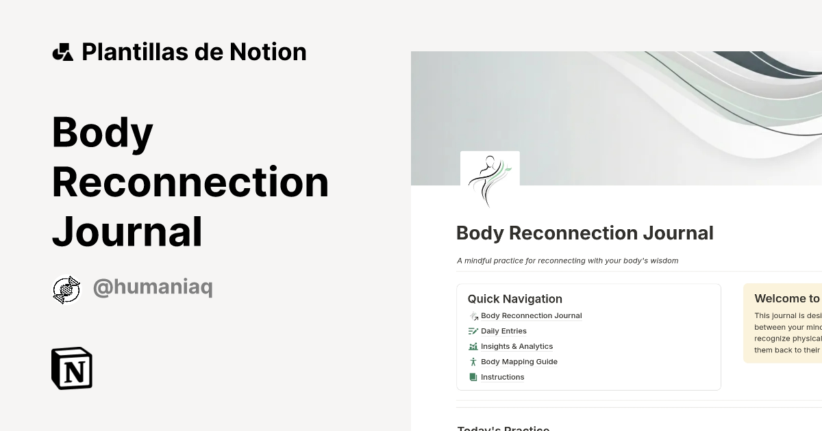 Plantilla Body Reconnection Journal de Humaniaq | Notion Marketplace