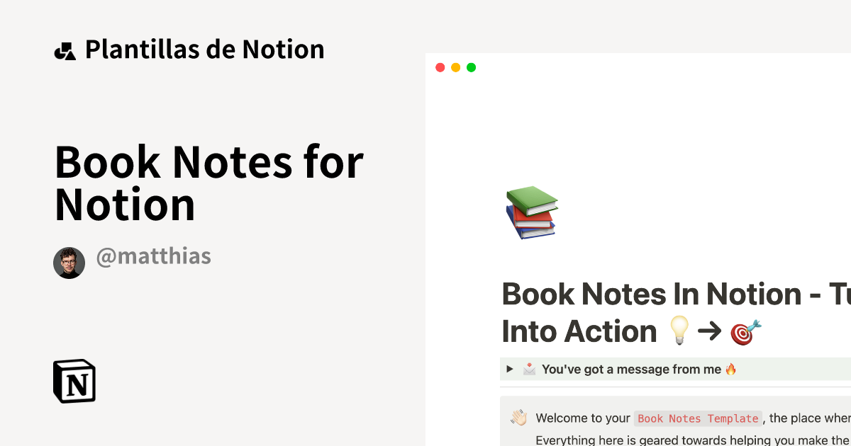 Plantilla Book Notes for Notion de Matthias Frank | Notion Marketplace