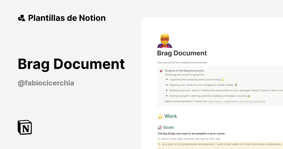 Plantilla Brag Document | Notion Marketplace
