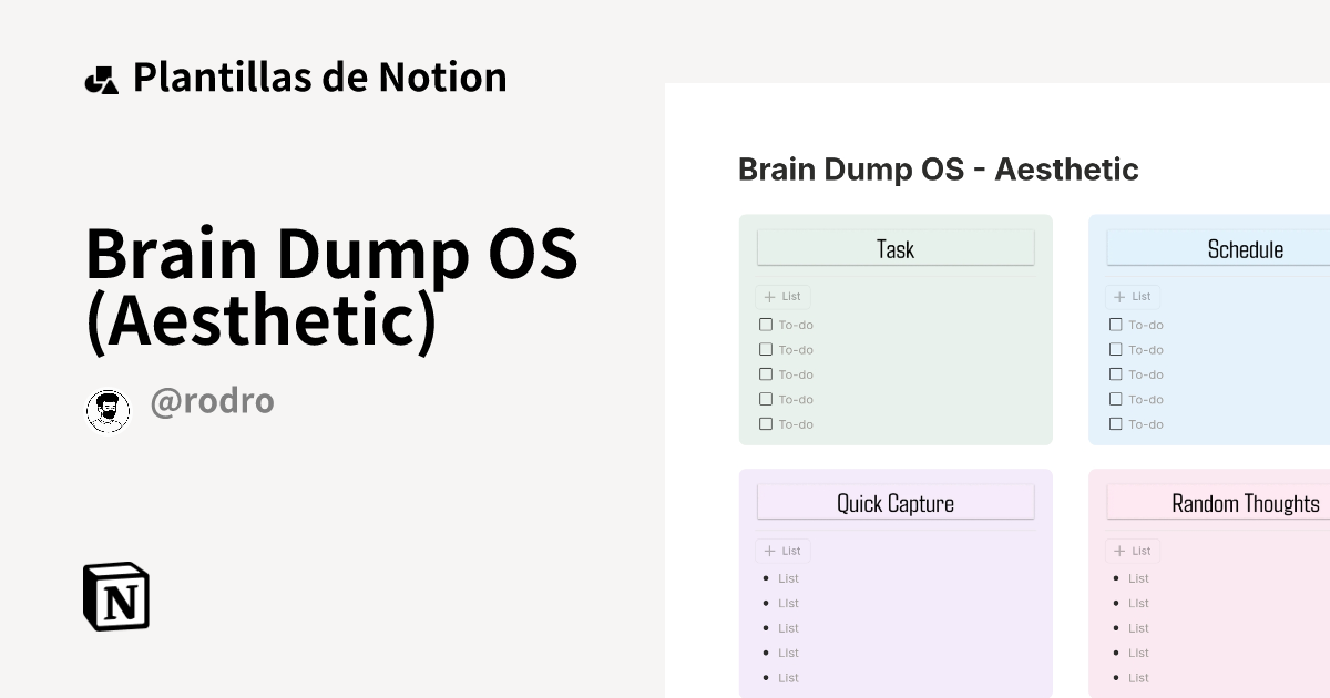 Plantilla Brain Dump OS (Aesthetic) | Notion Marketplace