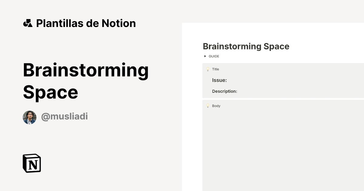 Plantilla Brainstorming Space | Notion Marketplace