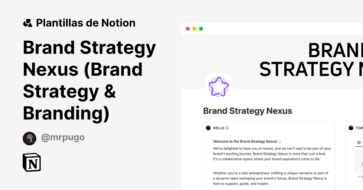 Plantilla Brand Strategy Nexus (Brand Strategy & Branding) de mrpugo | Notion Marketplace