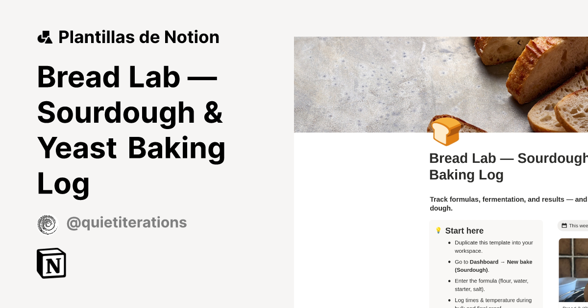 Plantilla Bread Lab — Sourdough & Yeast Baking Log de Quiet Iterations ...