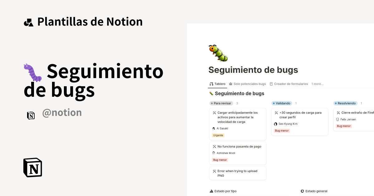 Plantilla 🐛 Seguimiento de bugs 2025 | Notion Marketplace