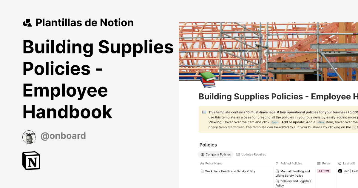 Plantilla Building Supplies Policies - Employee Handbook | Notion ...